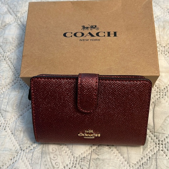 Coach | Bags | Nwt Coach Metallic Cherry Medium Wallet | Poshmark